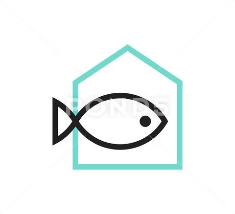 Fish house logo vector design template: Royalty Free #157170694