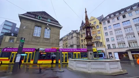 Fish Market Square panorama, Basel, Swit... | Stock Video | Pond5
