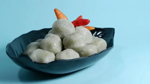 Fish Meatball on blue background | Stock Video | Pond5