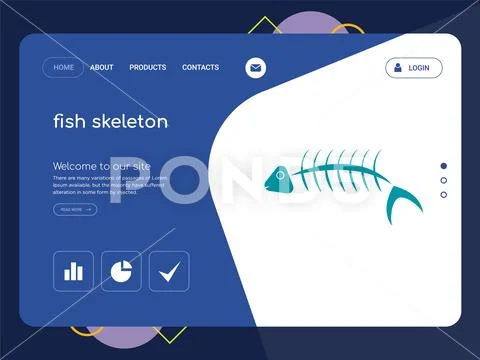 Fish skeleton Landing page website template design ~ Clip Art #90174311