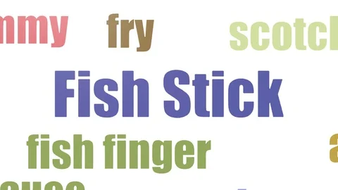 Fish Stick Tag Cloud Animated On White B... | Stock Video | Pond5