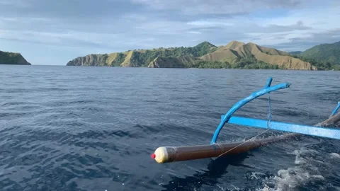 Fishing boat ship balancer cuts through ... | Stock Video | Pond5