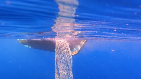 Fishing Net Hanging From Boat Under Sea ... | Stock Video | Pond5