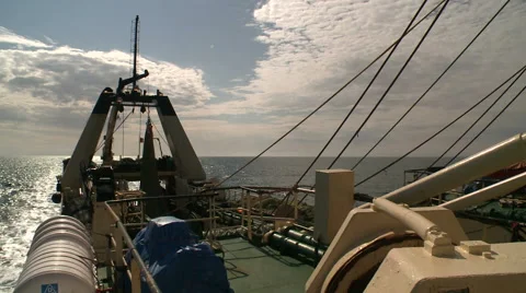 Fishing trawler. View from a main deck | Stock Video | Pond5