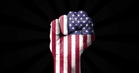 Fist painted with USA flag animation 4k ... | Stock Video | Pond5