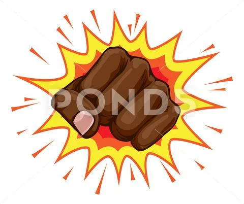 Fist Punch Hand Comic Pop Art Explosion Cartoon Illustration #163639892