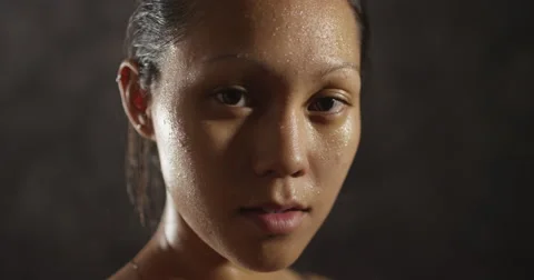 Fitness athlete woman sweating looking a... | Stock Video | Pond5