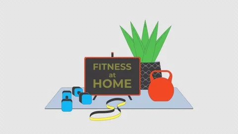Fitness at home setup 2D animation | Stock Video | Pond5