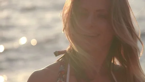 Fitness model in bikini dancing on the s... | Stock Video | Pond5