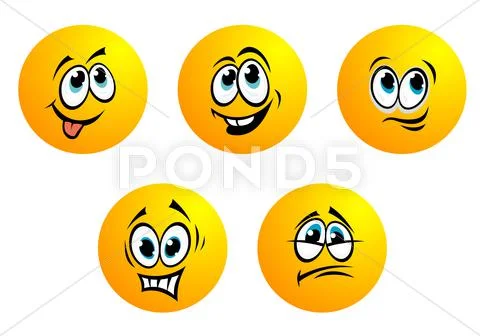 Five cute yellow vector emoticons Illustration #34631328
