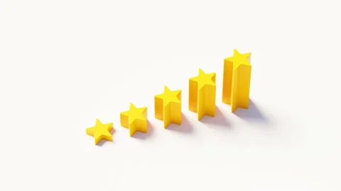 Five golden stars rating Animation. 3D s... | Stock Video | Pond5