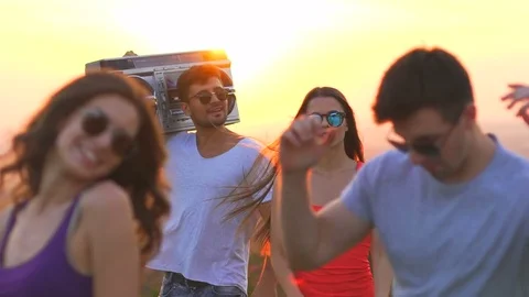 The five people with a boom box dancing ... | Stock Video | Pond5