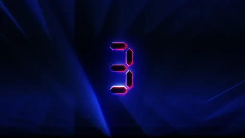 Five seconds Countdown with blue digital... | Stock Video | Pond5
