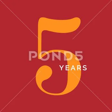 Five years symbol. Fifth birthday emblem. Anniversary sign, number 5 ...