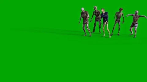Five Zombies Walking Green Screen 3D Ren... | Stock Video | Pond5
