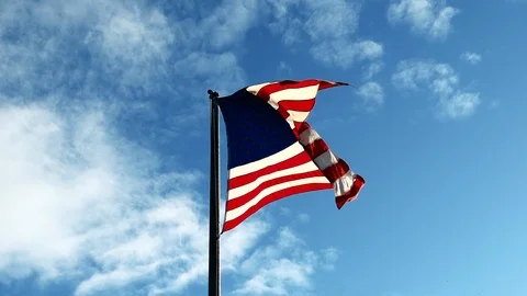 Fixed Shot of American Flag Flapping in ... | Stock Video | Pond5