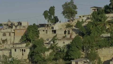 Fixed shot on the favelas of Port au Pri... | Stock Video | Pond5