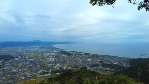 Fixed shot of landscape of Izumo city in... | Stock Video | Pond5