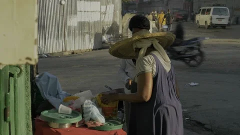 Fixed shot on a street food stand in Por... | Stock Video | Pond5