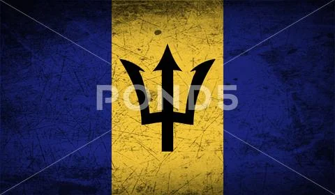 Flag of Barbados with old texture.: Royalty Free #116457550
