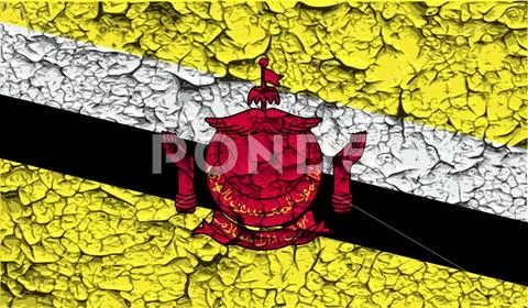 Flag of Brunei with old texture. Illustration #116457072