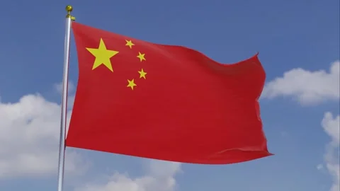 Flag Of China Moving In The Wind With A ... | Stock Video | Pond5