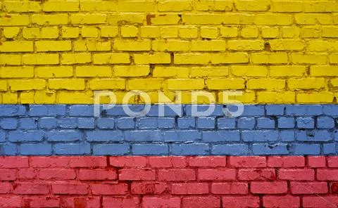 Flag of Columbia painted on brick wall, background texture ~ Hi Res ...