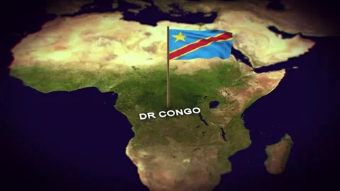 The Flag of DR Congo on the World Map, D... | Stock Video | Pond5