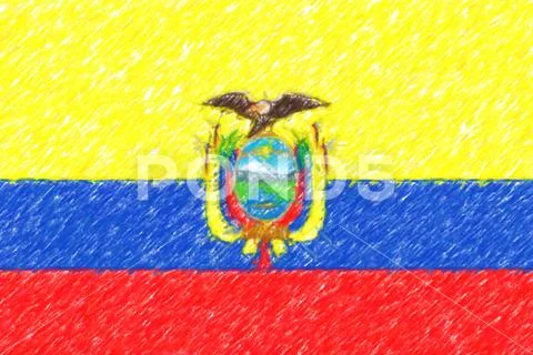 Flag of Ecuador background o texture, color pencil effect. Illustration ...