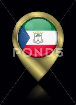 Flag of Equatorial Guinea. Vector Sign and Icon. Location Symbol Shape ...
