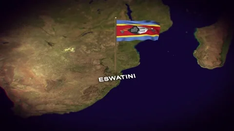 The Flag of Eswatini on the World Map, E... | Stock Video | Pond5