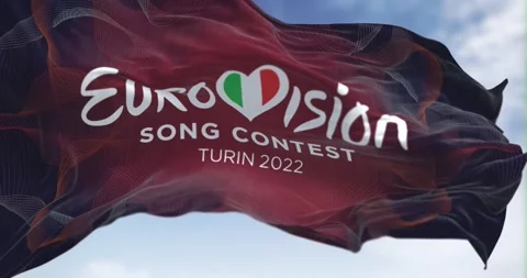 The flag of the Eurovision Song Contest ... | Stock Video | Pond5