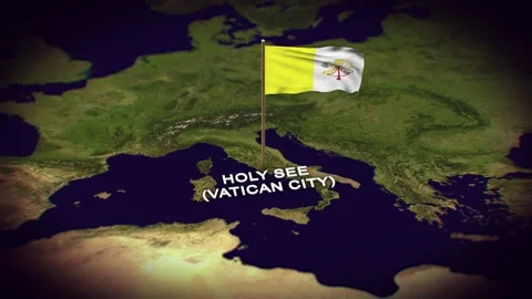 The Flag of Holy See on the World Map, H... | Stock Video | Pond5