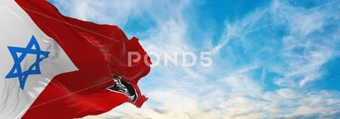 Flag of IDF Operations Directorate , Israel at cloudy sky background on ...