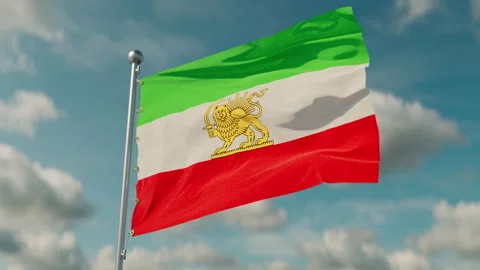 The flag of Iran 1964 1980 flag with lio... | Stock Video | Pond5