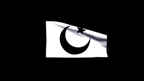 a flag with Islam symbol on it, waving o... | Stock Video | Pond5