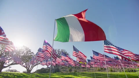 Flag of ITALY flag waving in wind with m... | Stock Video | Pond5
