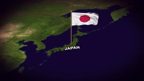 The Flag of Japan on the World Map, Japa... | Stock Video | Pond5