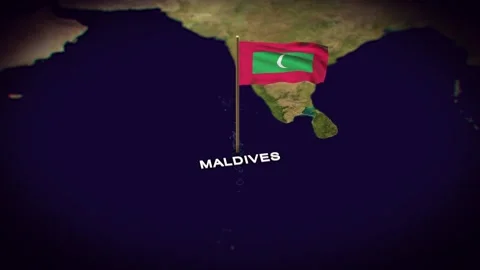 The Flag of Maldives on the World Map, M... | Stock Video | Pond5