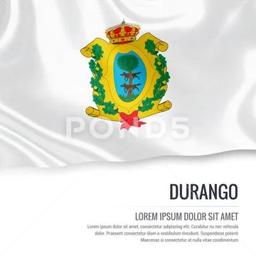 Flag of Mexican state Durango waving on an isolated white background ...