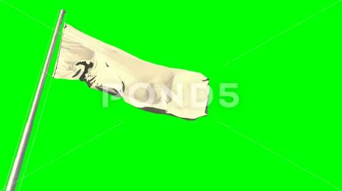 Flag mockup for your art - empty white flag on green screen ...