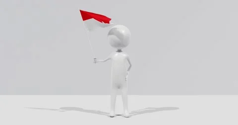 Flag of Monaco. 3D Character holding and... | Stock Video | Pond5