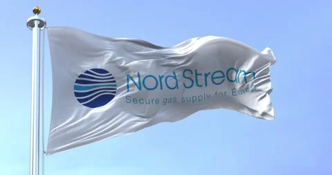 Flag with the Nord Stream logo waving on... | Stock Video | Pond5