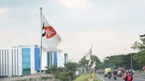 The flag of the PKS (Partai Keadilan Sej... | Stock Video | Pond5