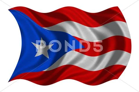 Flag of Puerto Rico wavy on white, fabric texture ~ Premium Photo #69087499
