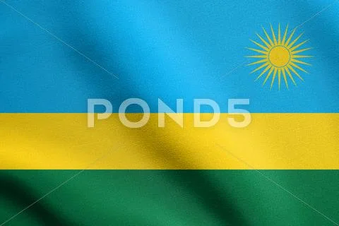 Flag of Rwanda waving with fabric texture ~ Clip Art #67846651