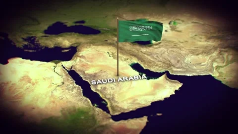 The Flag of Saudi Arabia on the World Ma... | Stock Video | Pond5