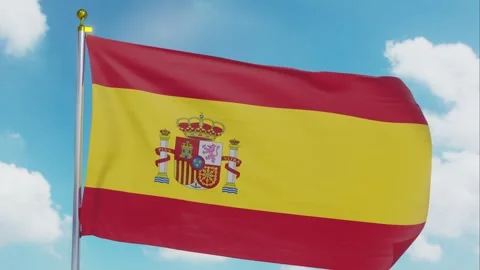 Flag Of Spain Moving In The Wind With A ... | Stock Video | Pond5