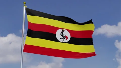 Flag Of Uganda Moving In The Wind With A... | Stock Video | Pond5