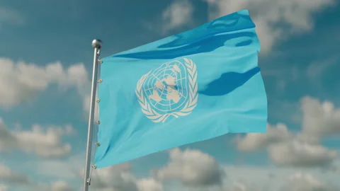Flag of UN or united nations, looped and... | Stock Video | Pond5
